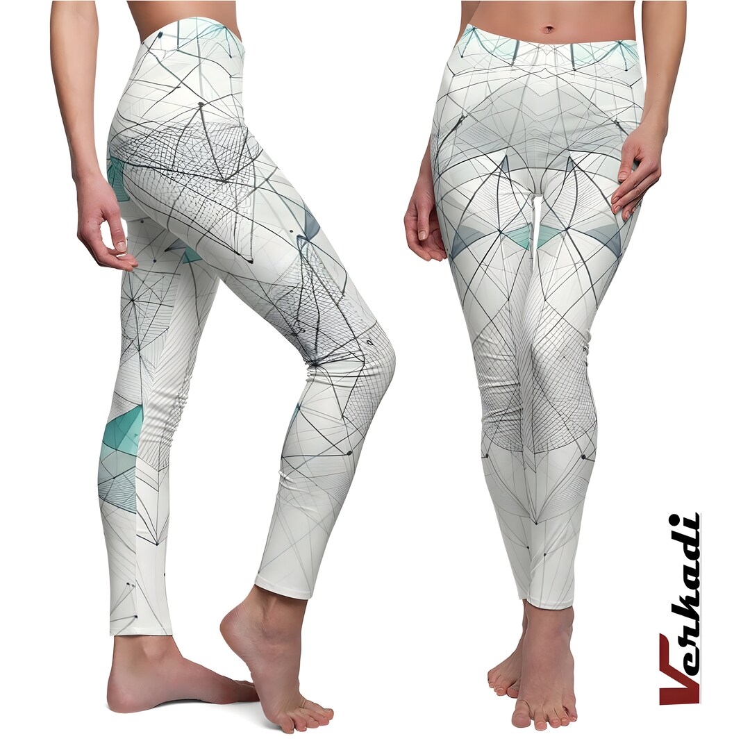 Aqua Matrix Yoga Leggings: Geometric Print Workout Tights - Etsy