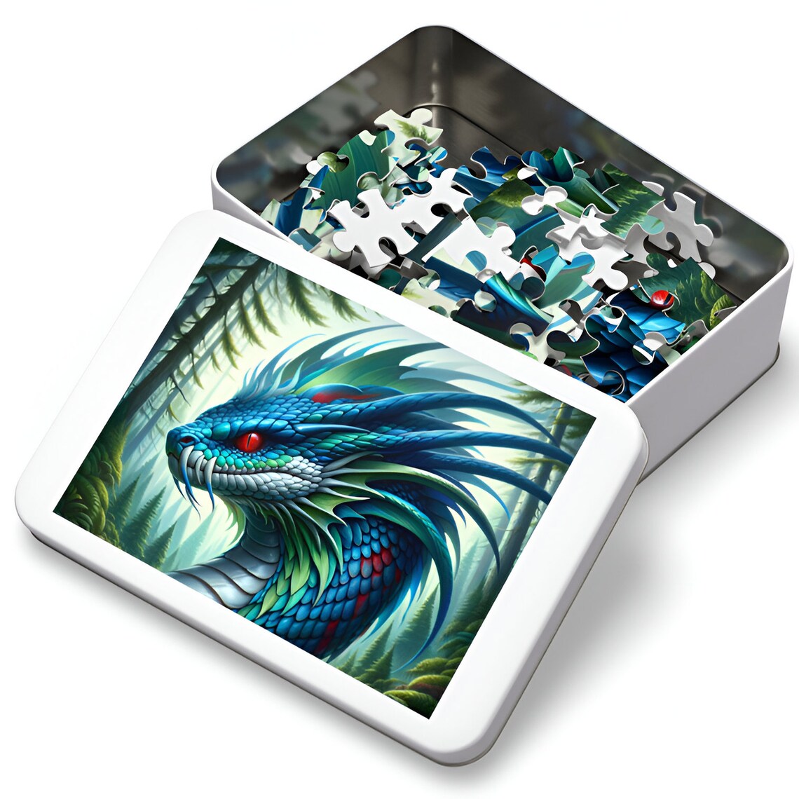 Jigsaw Puzzle forest Guardian. the Blue Serpent Puzzle for Adults. A ...