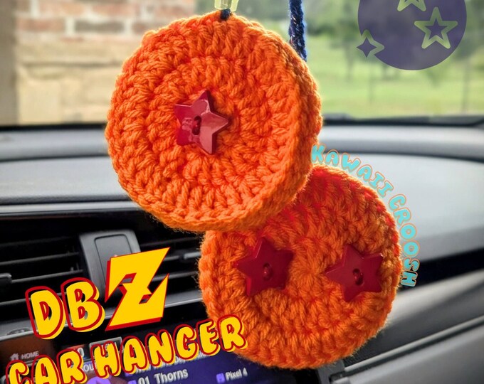 DBZ Car Hanger, Car Air Freshener, Anime Car Accessory, Crochet Car ...
