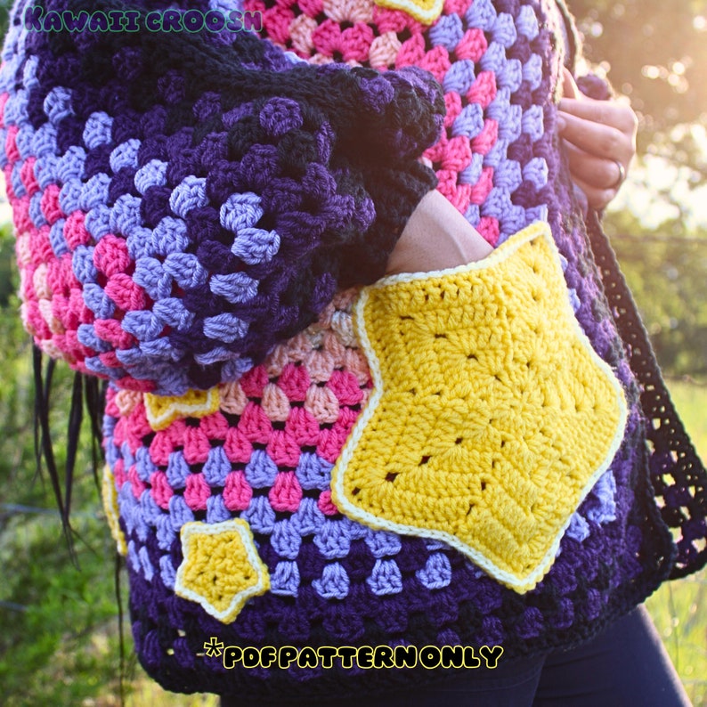 Sunset Sherbet Kawaii Cardi Crochet Cardigan Pattern Hexagon - Etsy