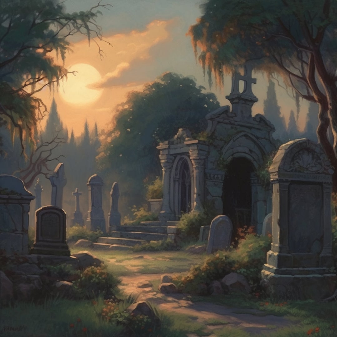 Twilight in Rest A Cemetery at Dusk, Dark Academia, Original Gothic Art ...