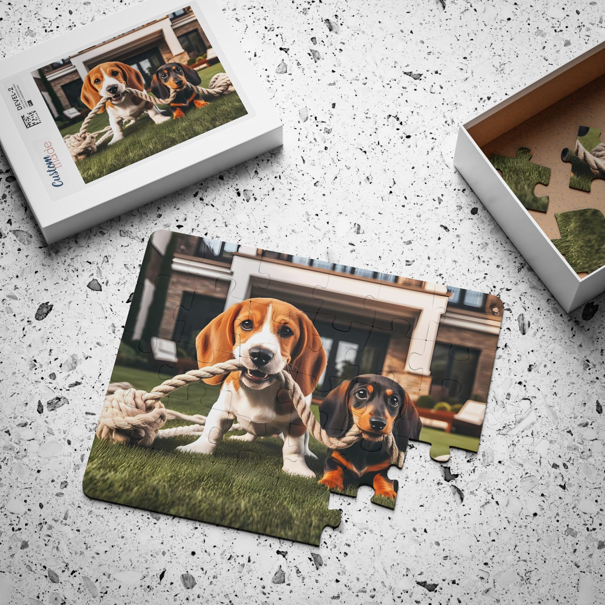 Kid & Toddler Puzzle Beagle and Dachshund Puppies Hold a - Etsy