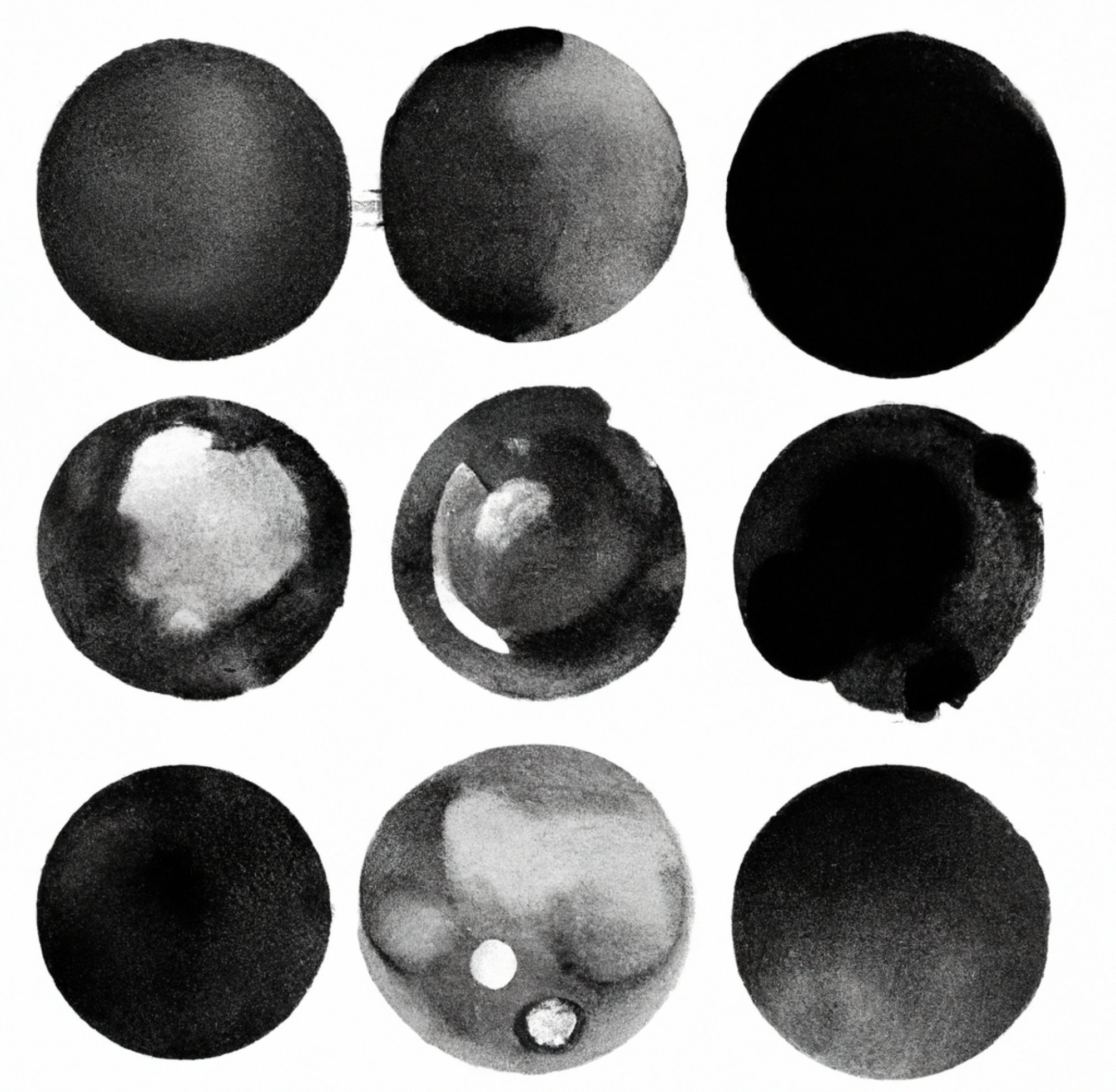 Black Watercolor Cirlces - Etsy