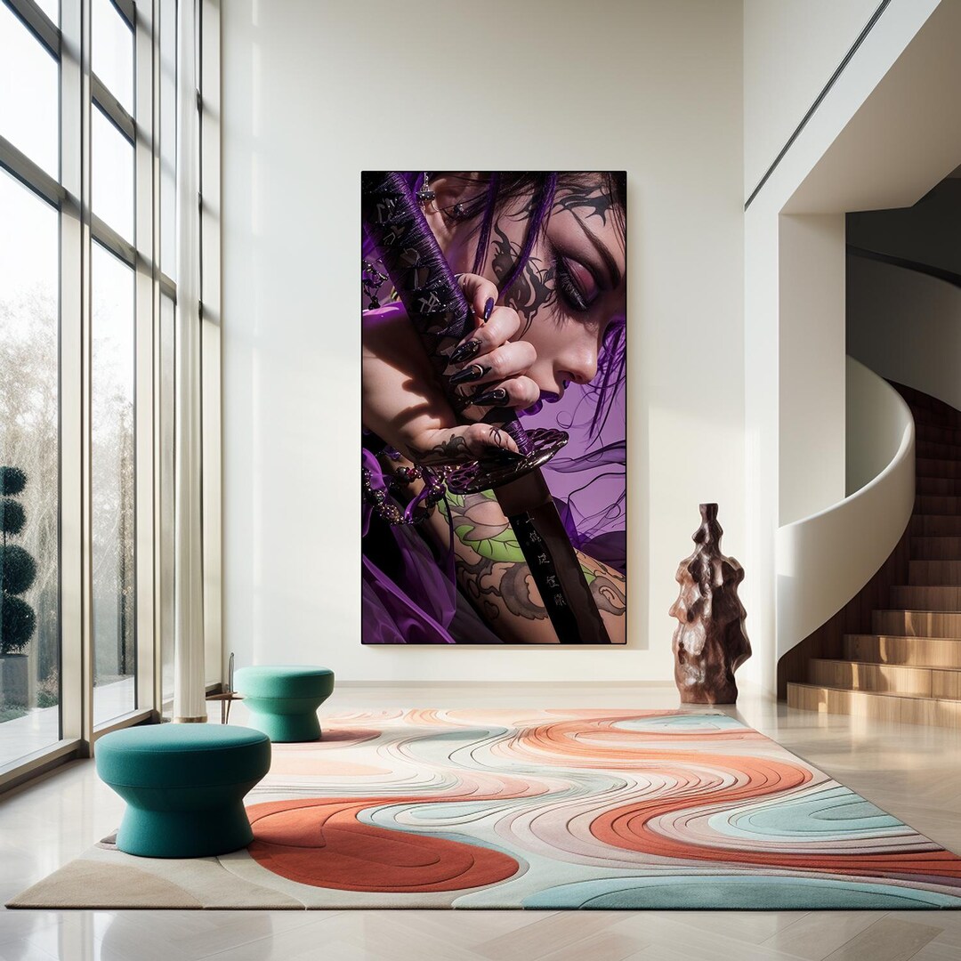 Gothic Samurai Queen Art Print: Tattooed Warrior Woman (digital ...