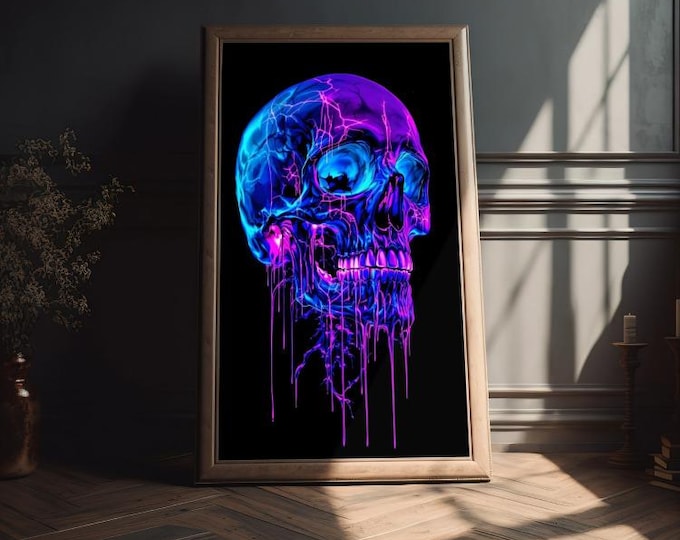 AI Art | Vibrant Vision | Skull PNG | Instant Download | Mystical Skull ...