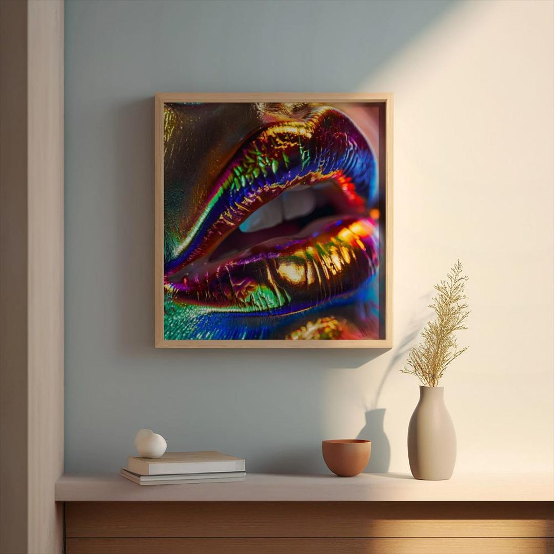 Rainbow Lips Art Print: Vibrant Pop Surrealist Decor (digital Download ...