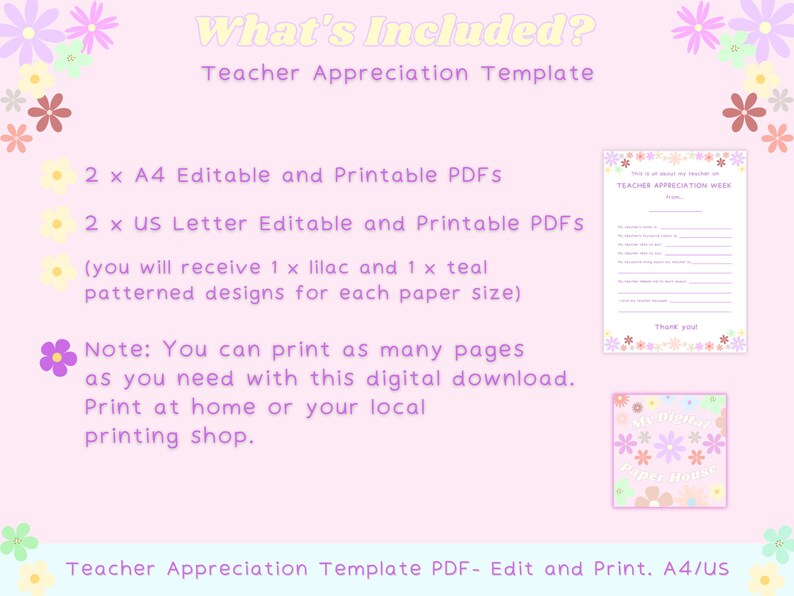 Teacher Appreciation Week All About My Teacher Questionnaire, Printable ...