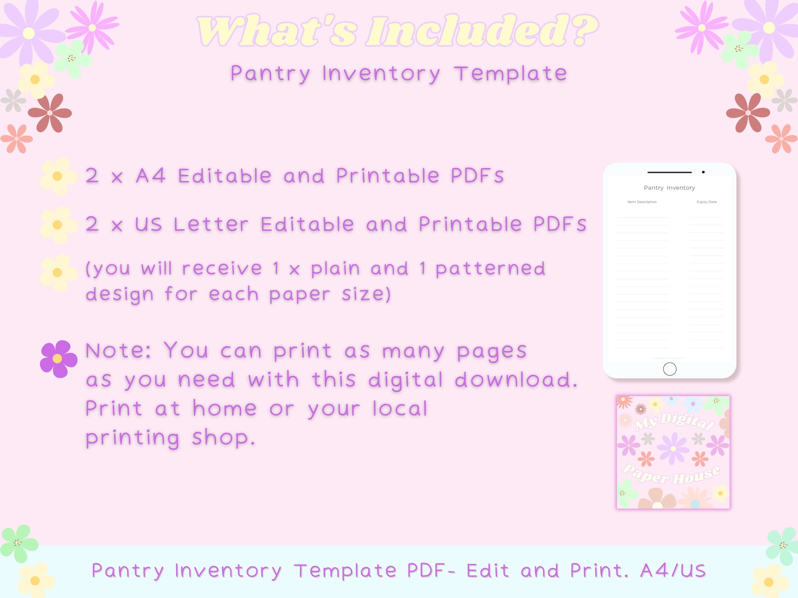 Pantry Inventory Template, Pantry Inventory Editable Printable PDF ...