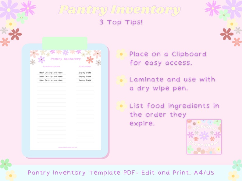 Pantry Inventory Template, Pantry Inventory Editable Printable PDF ...