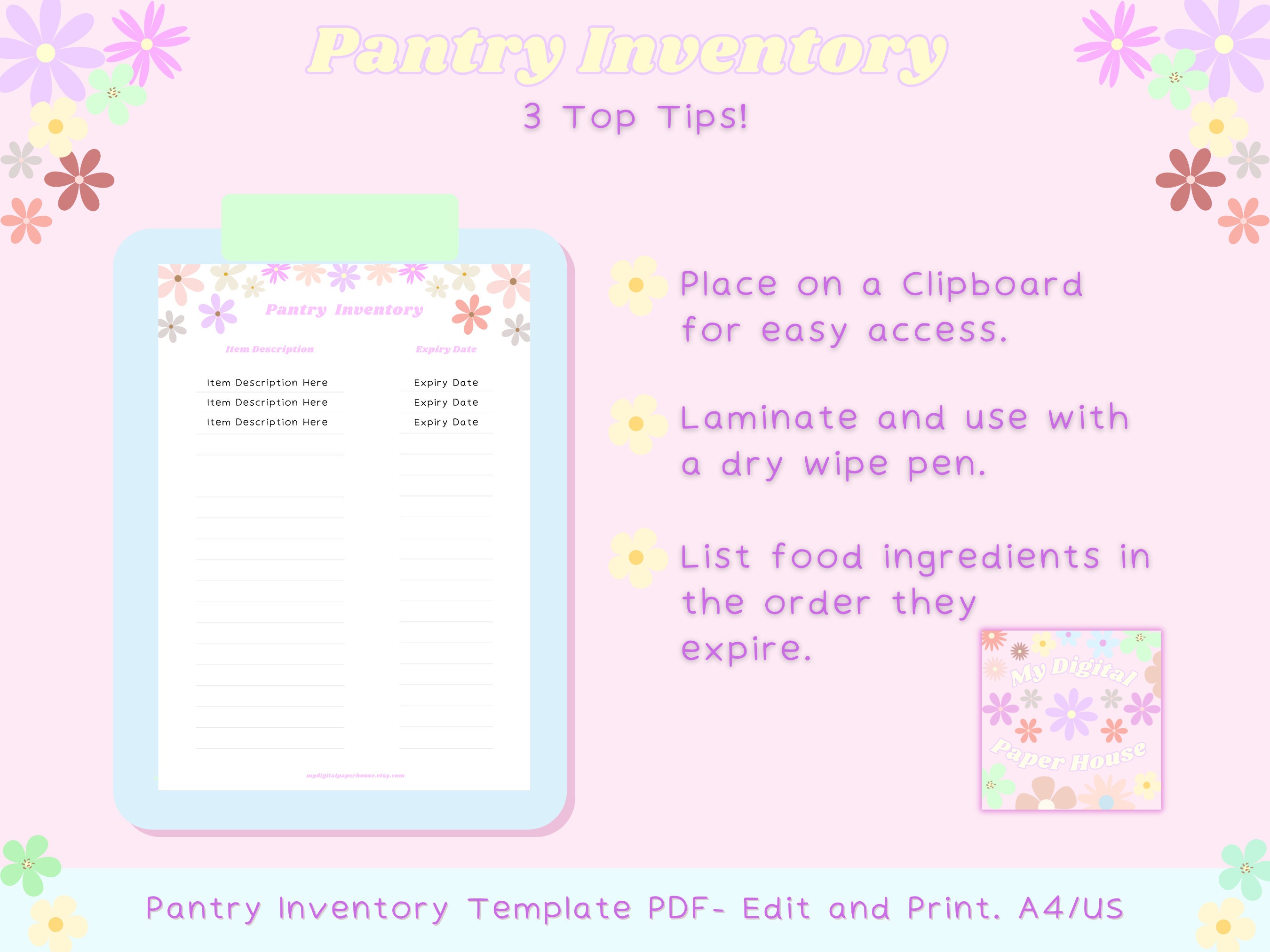 Pantry Inventory Template, Pantry Inventory Editable Printable PDF ...