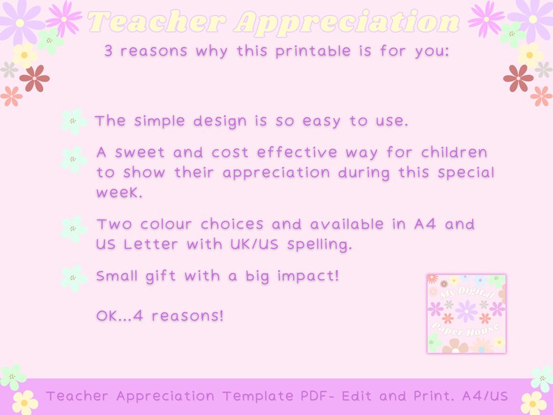 Teacher Appreciation Week All About My Teacher Questionnaire, Printable ...