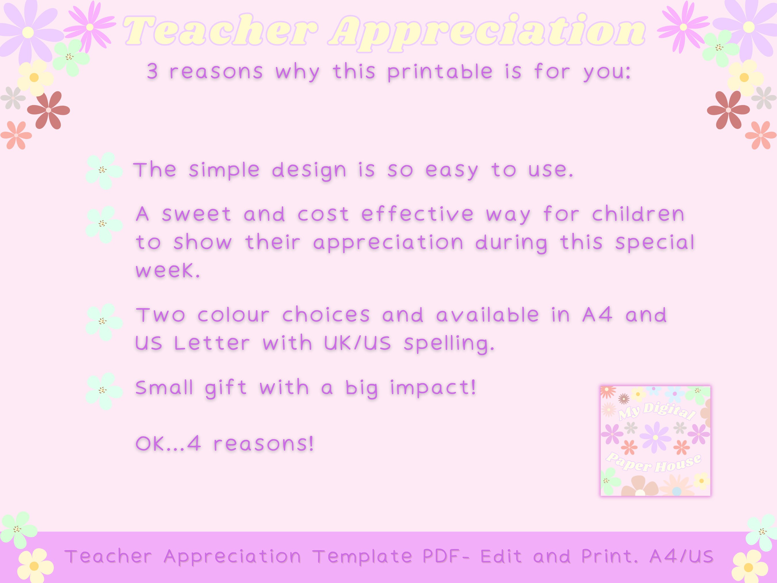 Teacher Appreciation Week All About My Teacher Questionnaire, Printable ...