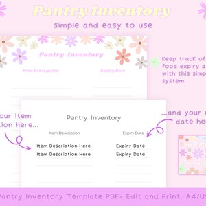 Pantry Inventory Template, Pantry Inventory Editable Printable PDF ...
