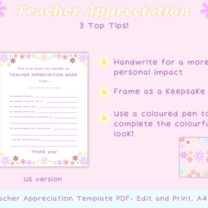 Teacher Appreciation Week All About My Teacher Questionnaire, Printable ...