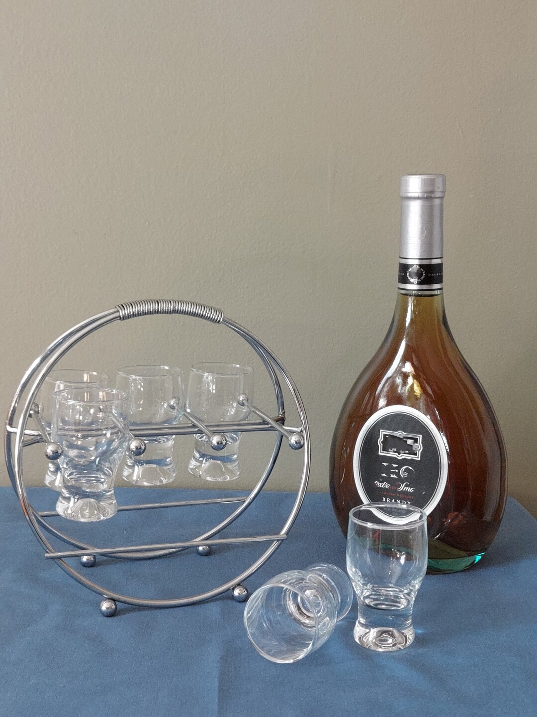Vintage MCM Chrome Atomic Caddy With Shot Glasses - Etsy