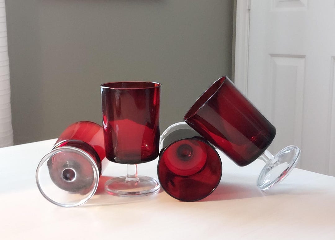Vintage French Ruby Red Crystal Stemware - Etsy