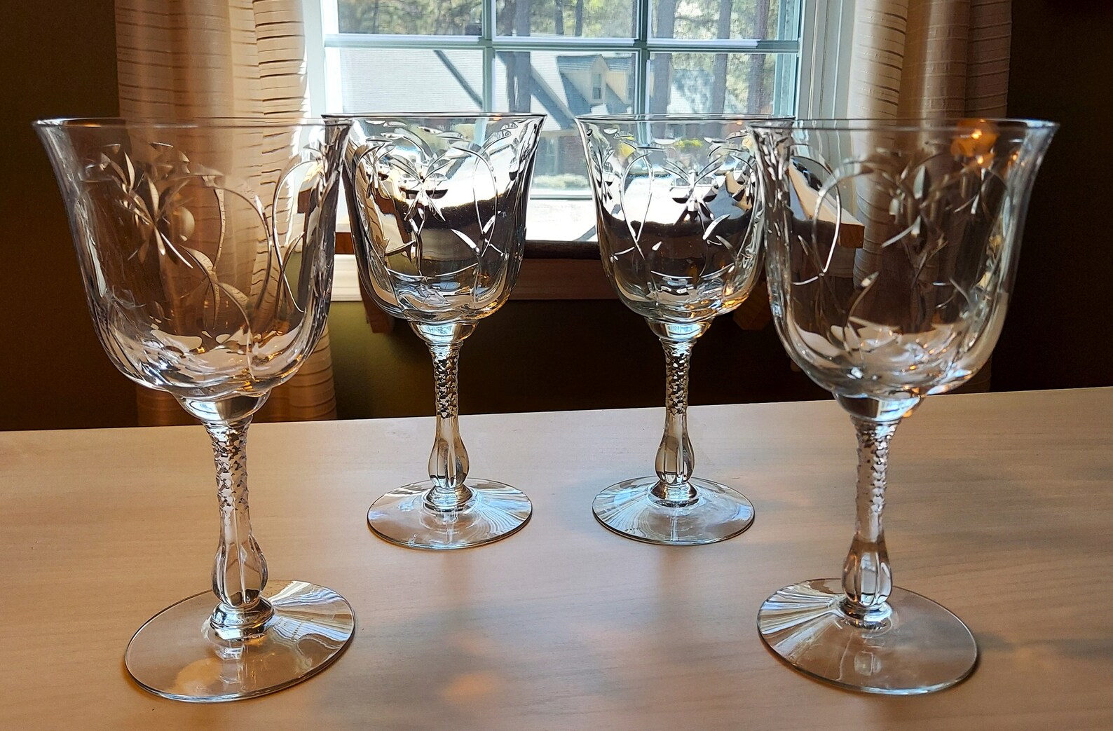 Vintage Duncan & Miller Crystal Wine Goblets - Etsy