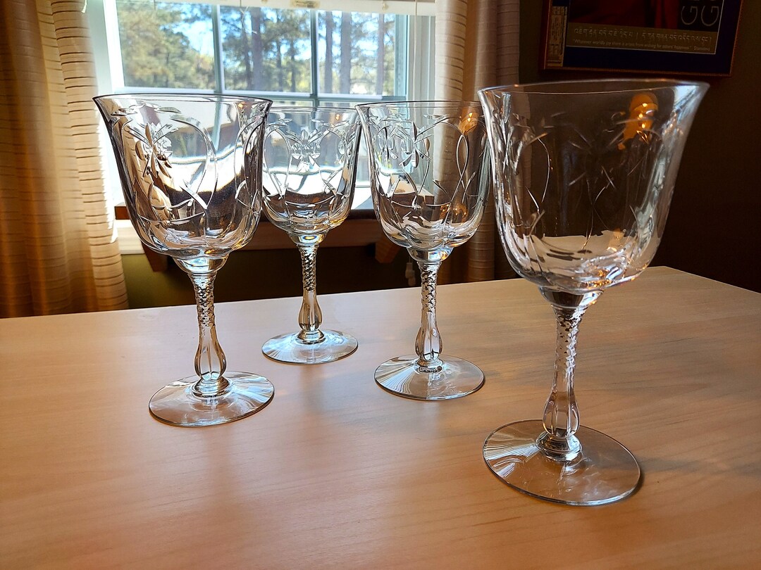 Vintage Duncan & Miller Crystal Wine Goblets - Etsy