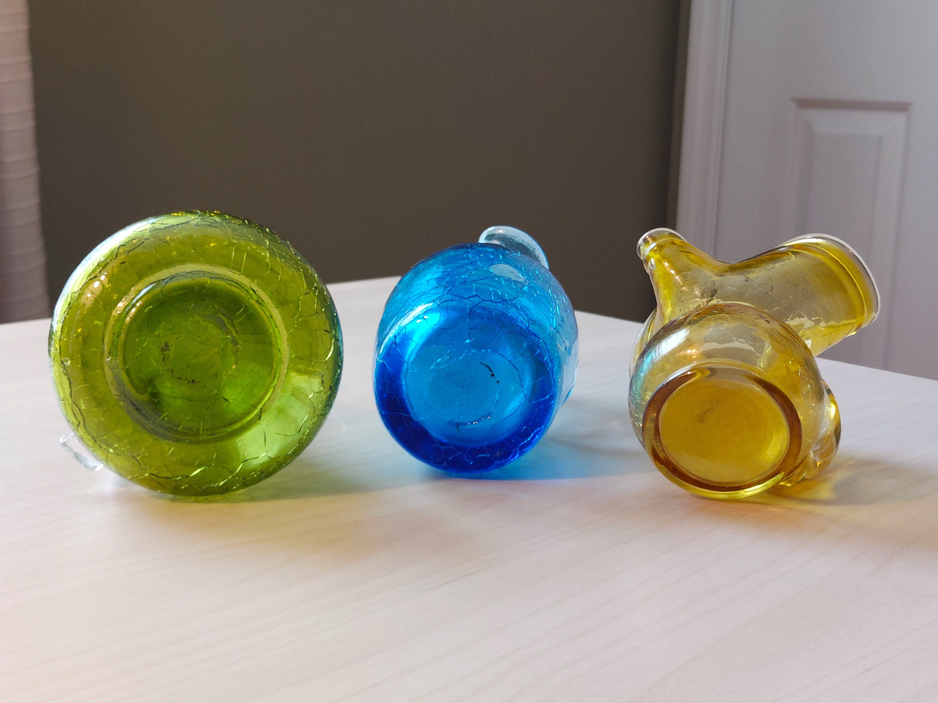 Vintage Blenko MCM Crackle Glass Cruets - Etsy