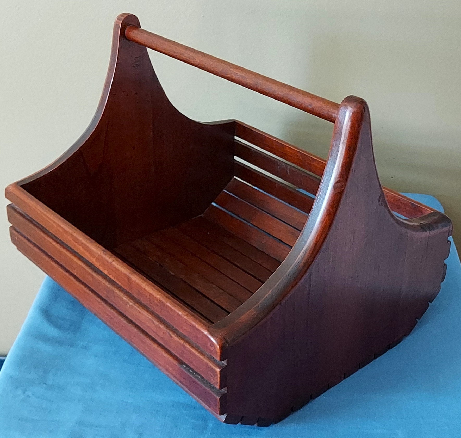 Vintage Wood Slat Basket - Etsy