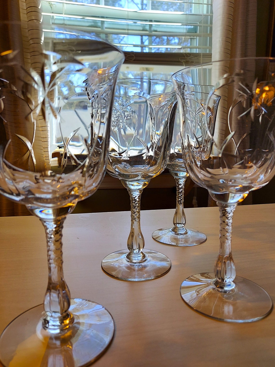 Vintage Duncan & Miller Crystal Wine Goblets - Etsy