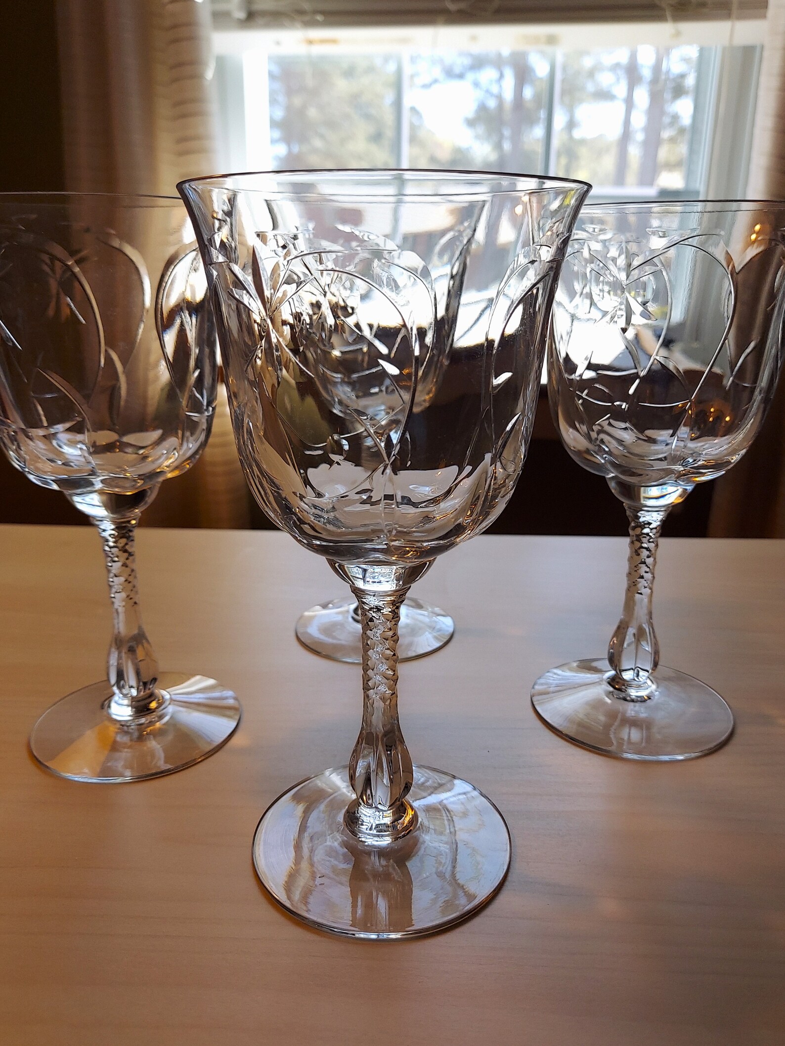 Vintage Duncan & Miller Crystal Wine Goblets - Etsy