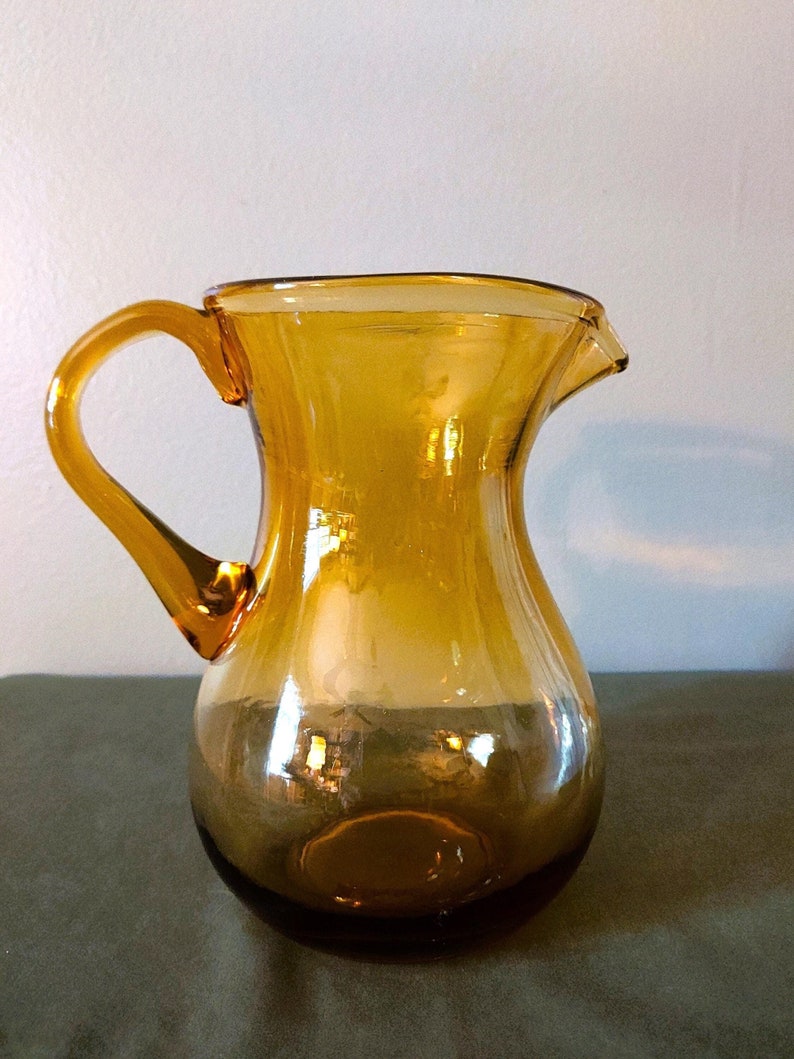 Vintage Indiana Amber Glass Pitcher - Etsy