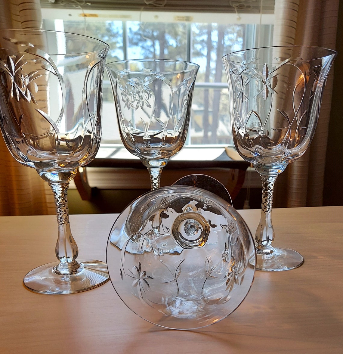 Vintage Duncan & Miller Crystal Wine Goblets - Etsy