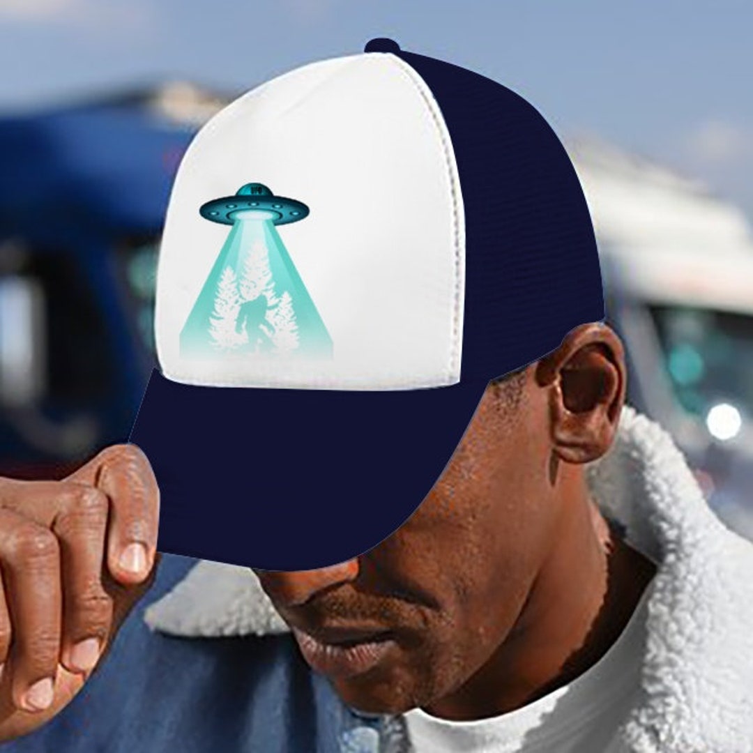 Sasquatch Bigfoot UFO Alien Abduction Adjustable Trucker Mesh Hat ...
