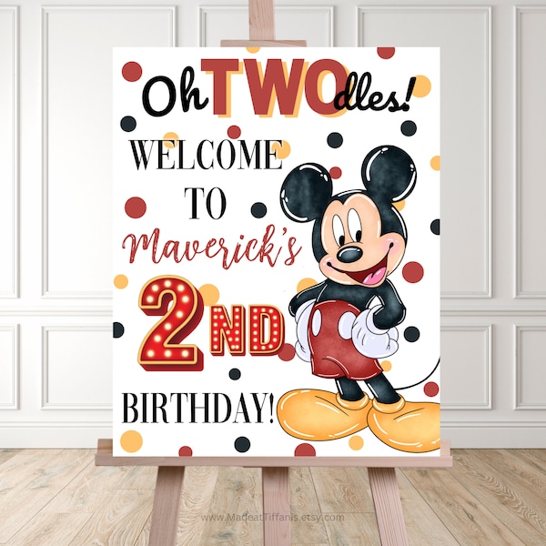 Red Mickey Mouse 2nd Birthday Banner - Etsy UK