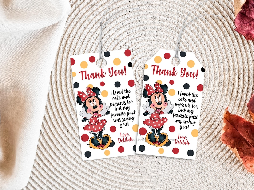 EDITABLE Minnie Mouse Gift Tags, Oh Twodles! Minnie Party Favor Bag Tag ...