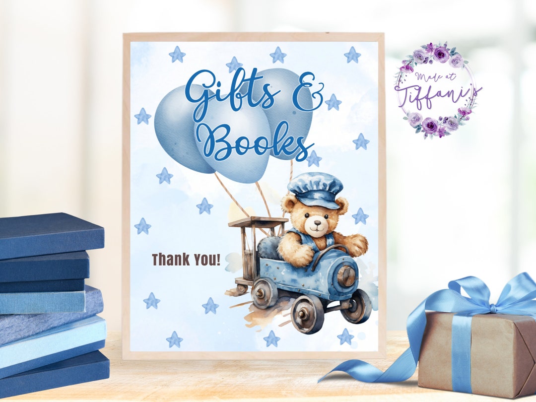 EDITABLE Gifts and Books Sign, We Can Bearly Wait Baby Shower Decor ...
