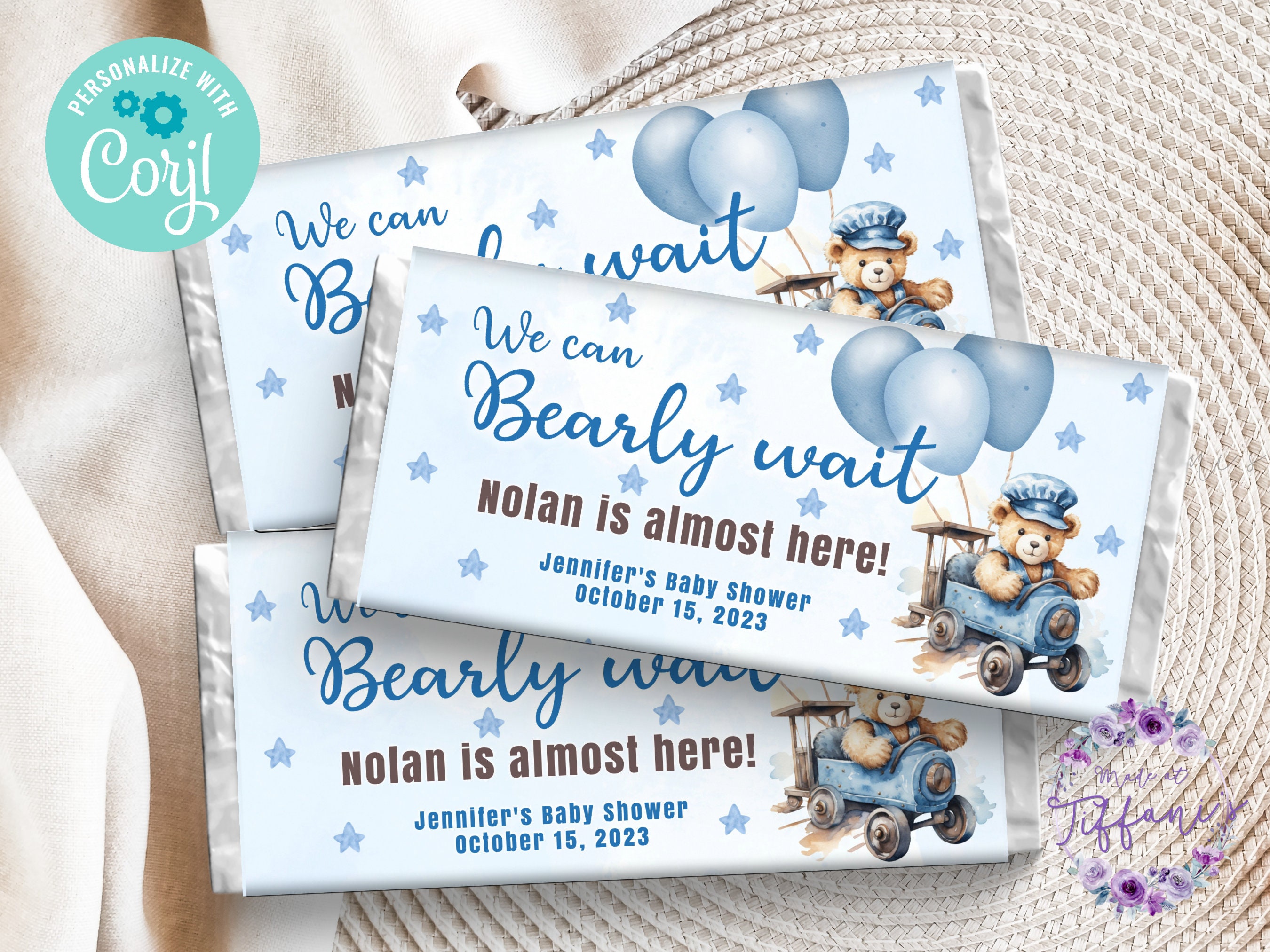 EDITABLE We Can Bearly Wait Baby Shower, 1.55oz Chocolate Wrapper for ...
