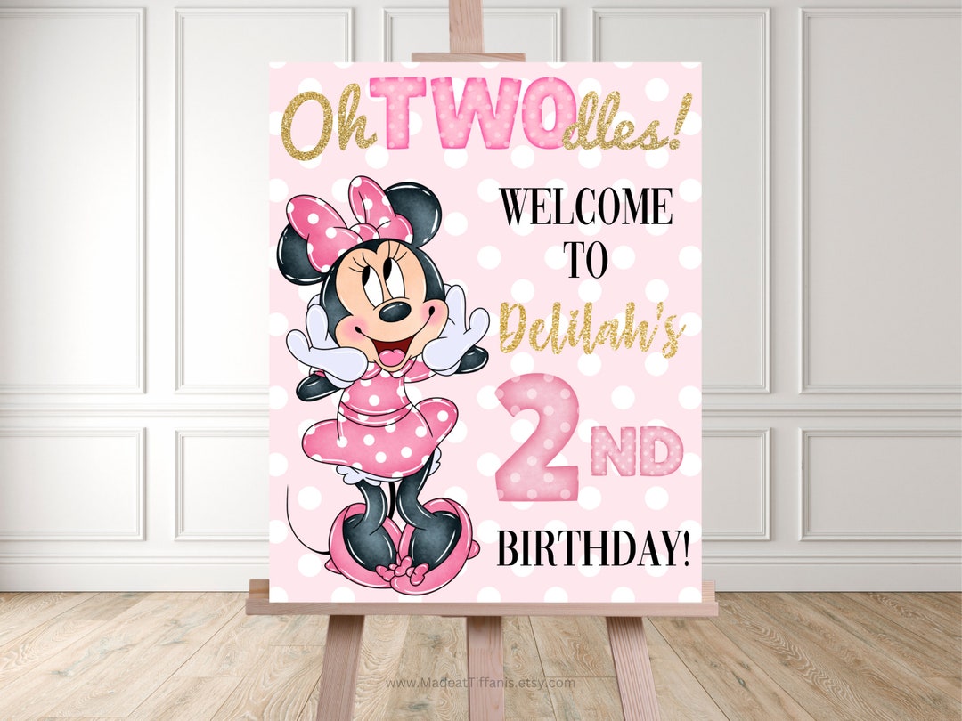 EDITABLE Oh Twodles Minnie Mouse Birthday Welcome Sign, Party Decor ...