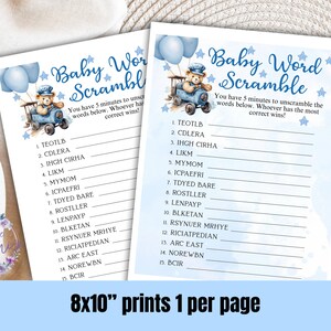 PRINTABLE Baby Word Scramble Baby Shower Game, We Can Bearly Wait, Boy ...