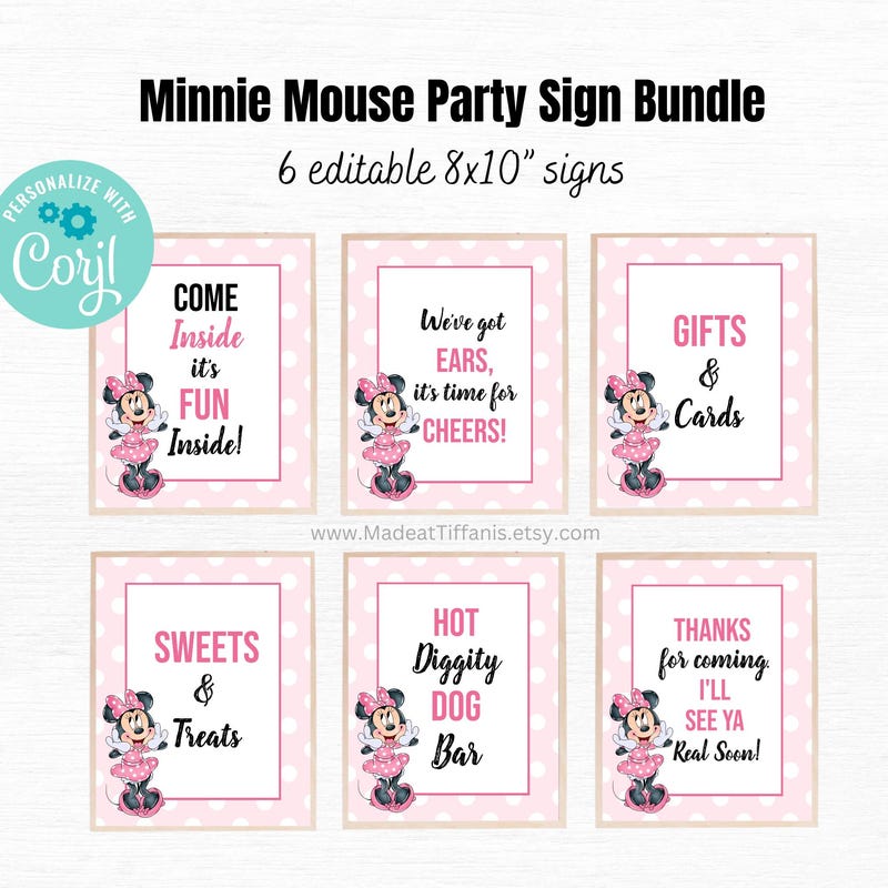 Minnie Mouse Party Signs - Etsy
