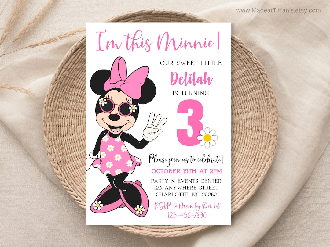 EDITABLE Minnie Mouse 3rd Birthday Invitation, 3rd Bday, Third Birthday ...