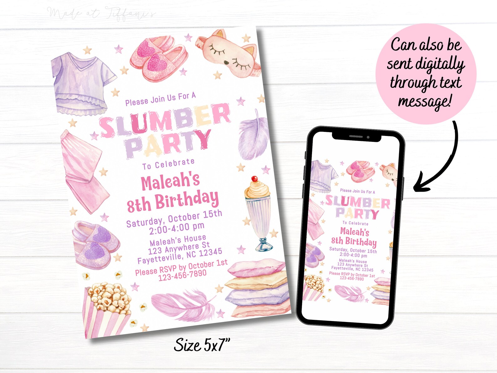 EDITABLE Slumber Party Invitation, Sleepover Invite, 1st 2nd 3rd 4th ...