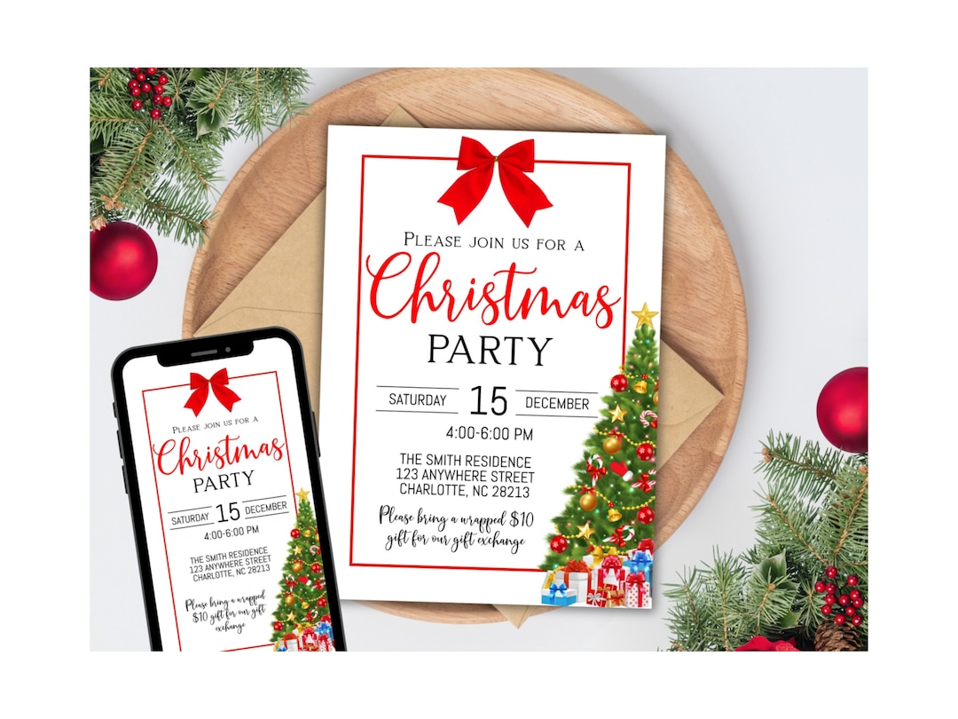 EDITABLE Christmas Party Invitation, Holiday Party Invitation With ...