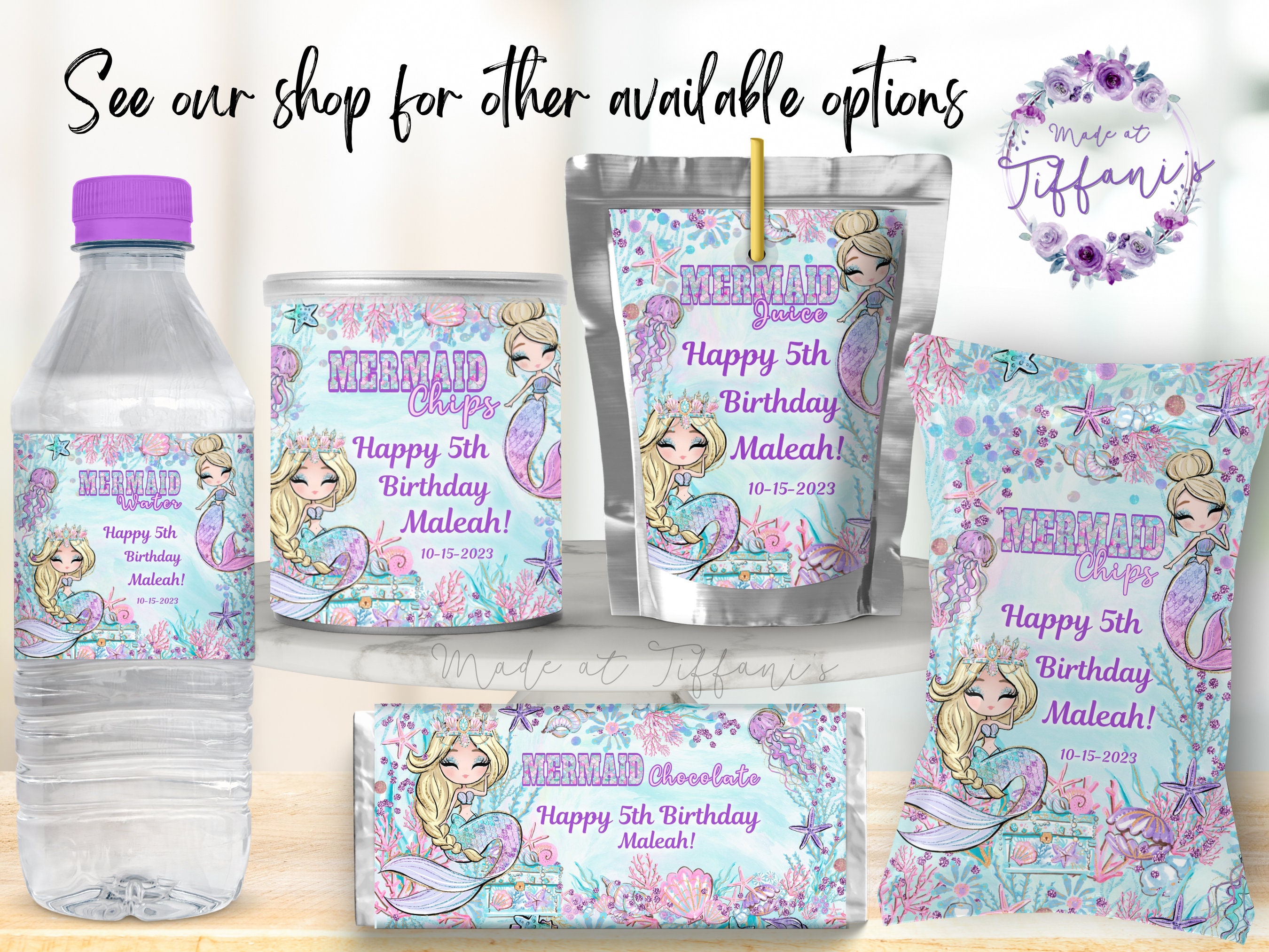 EDITABLE Mermaid Juice Pouch Label Template, Birthday Capri Sun Label ...