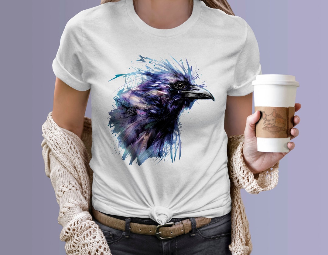 Illustrated Crow Shirt, Hand Drawn Graphic, Perfect Gift for Corvid ...