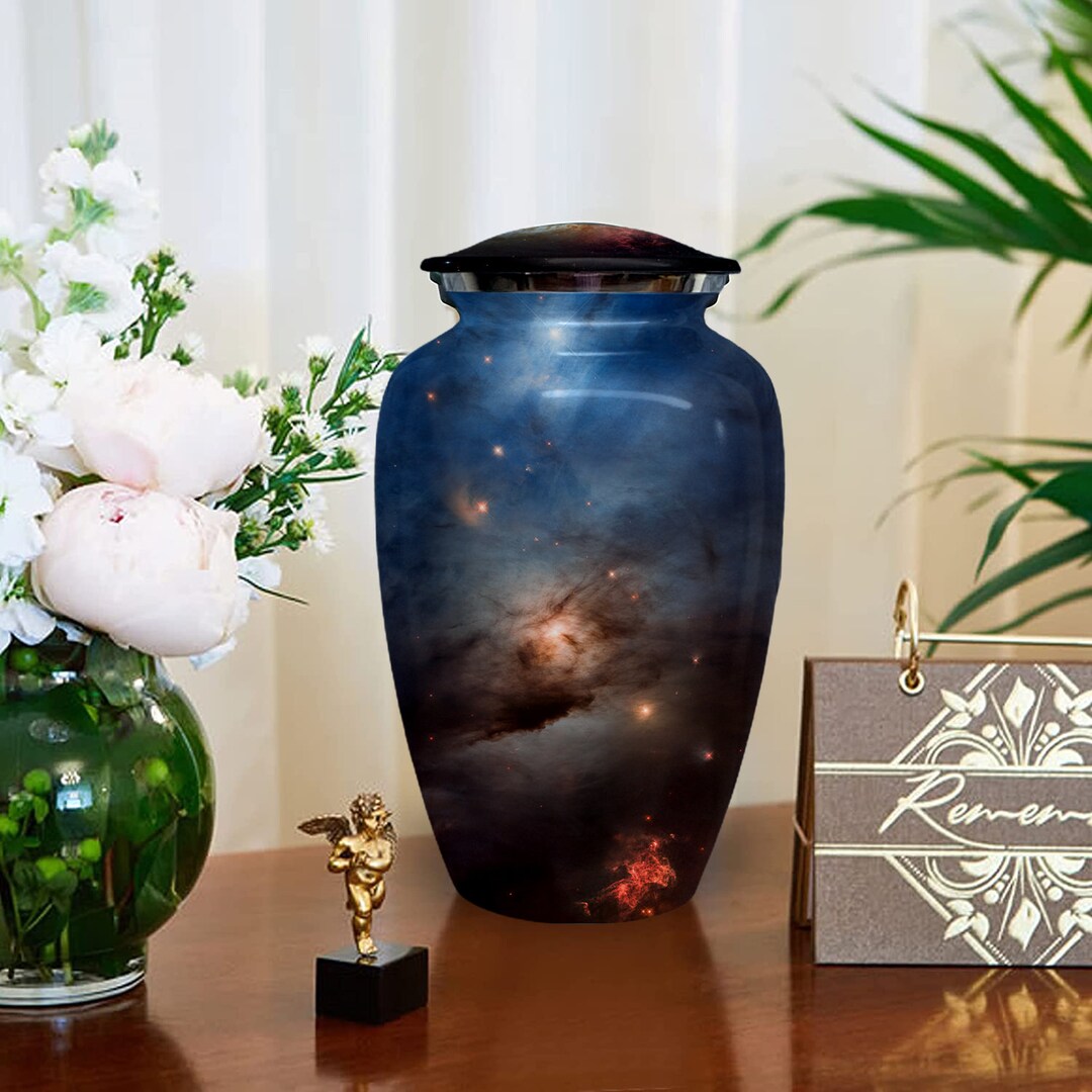 Galaxy Cremation Urn for Human Ashes: Hand-painted Alloy Memorial Urn ...