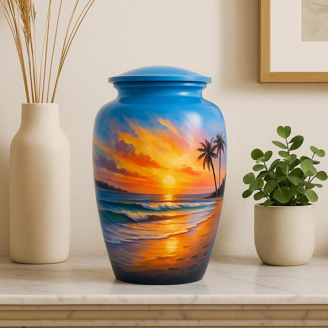 Handcrafted Beach Sunset Cremation Urn: Ocean Theme Memorial Urn - Etsy