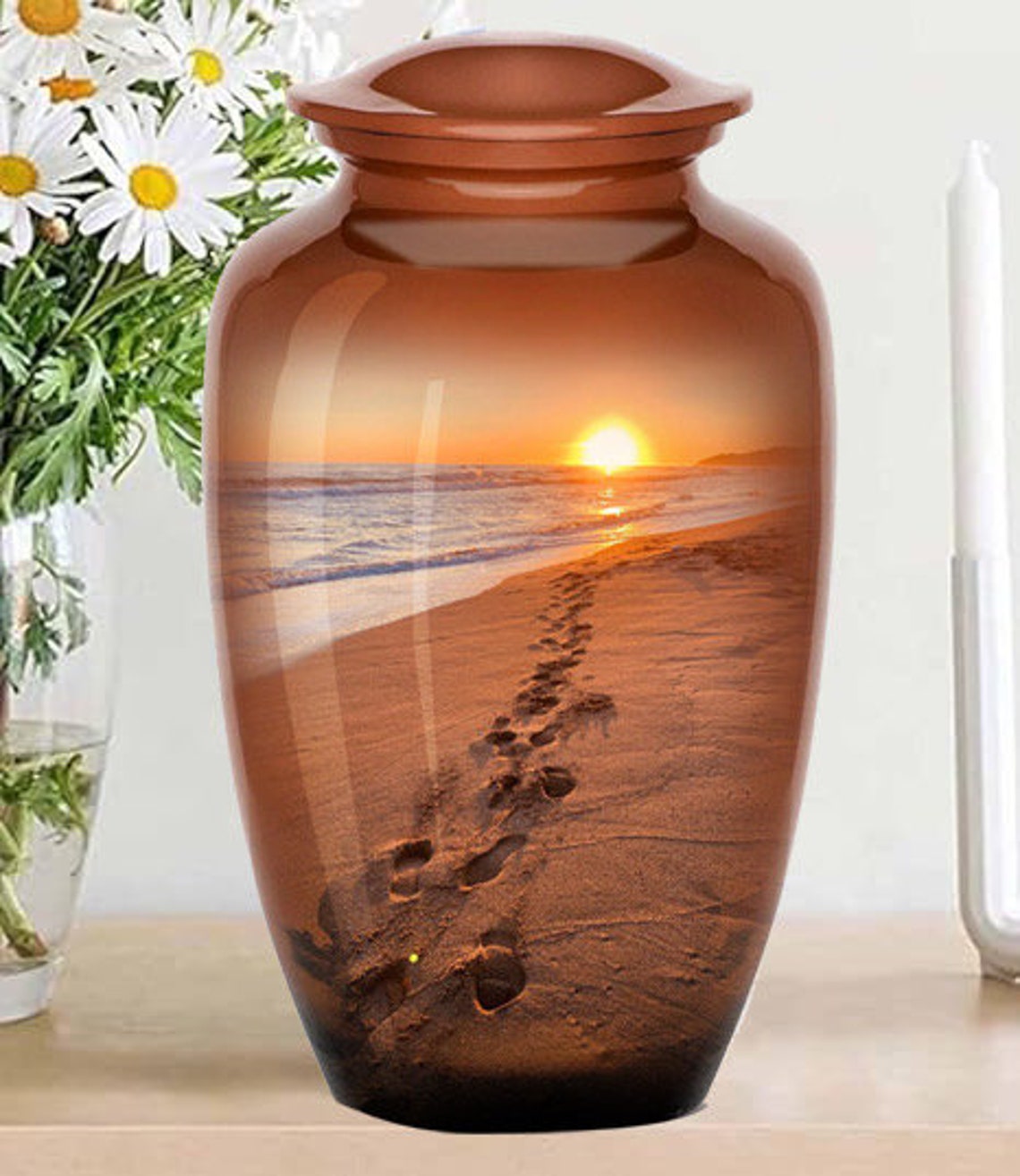 Footprints Urn, Footprints Cremation Urn for Ashes, Hand Painted Adult ...