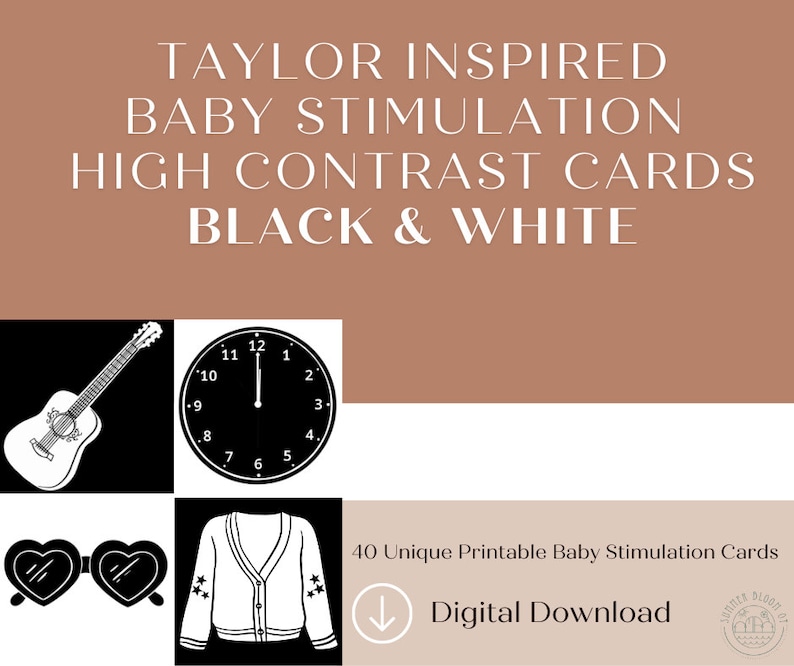 80 Printable Black and White Contrast Cards for Baby Stimulation/early ...