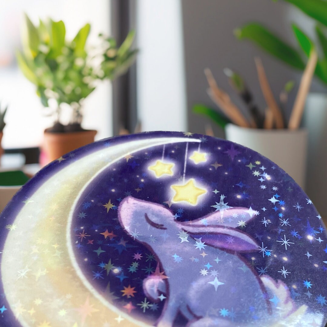 Moon Bunny Sticker Decal Bunny Sticker Cute Bunny Sticker Moon and ...