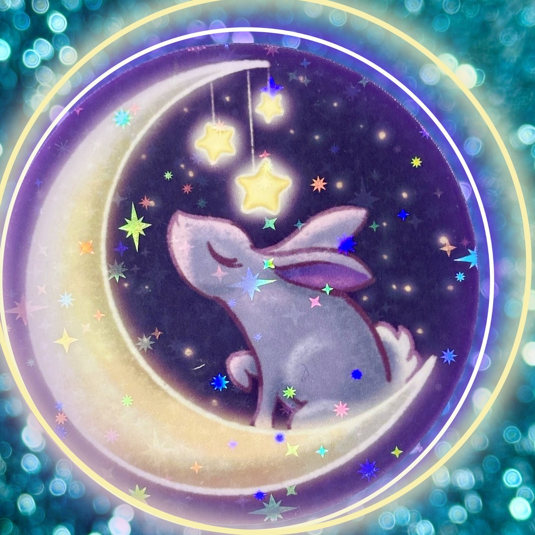 Moon Bunny Sticker Decal Bunny Sticker Cute Bunny Sticker Moon and ...
