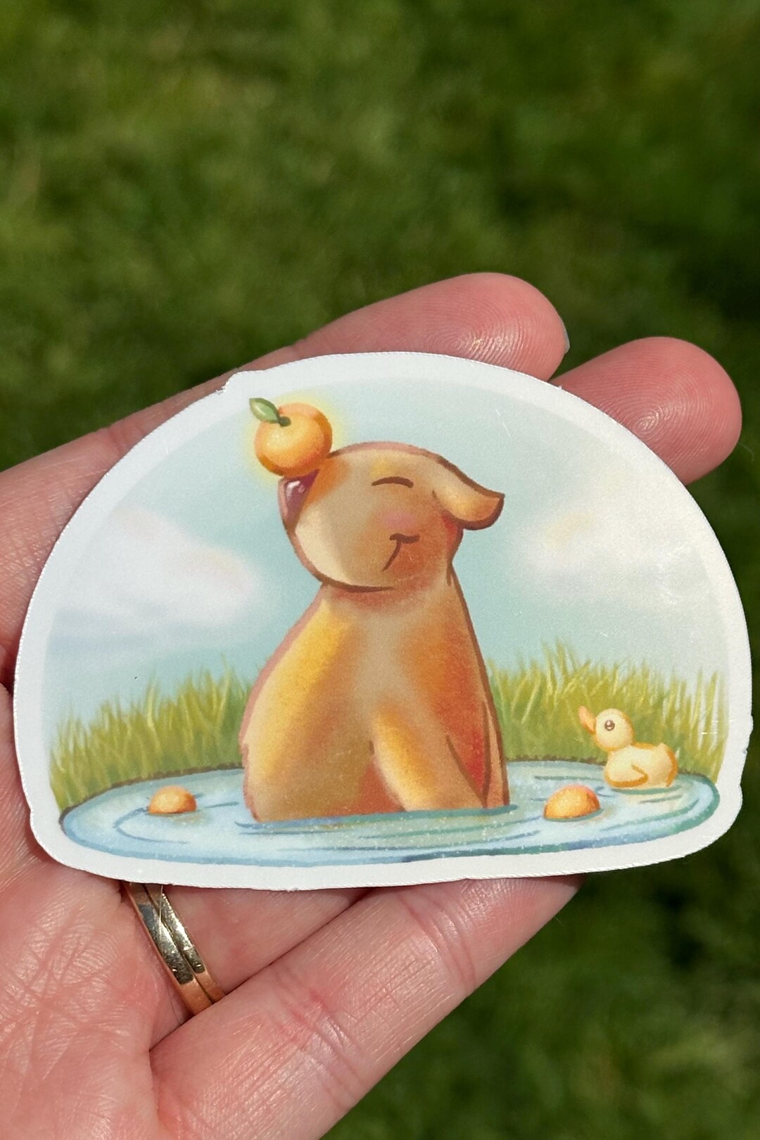 Capybara and Duckling Vinyl Sticker, Holographic Overlay - Etsy