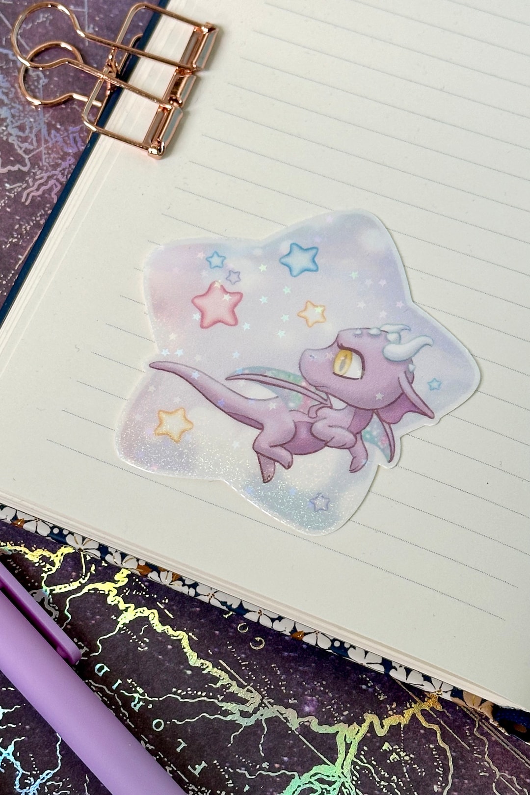 Purple Star Dragon Sticker for Laptops, Water Bottles or Journaling - Etsy
