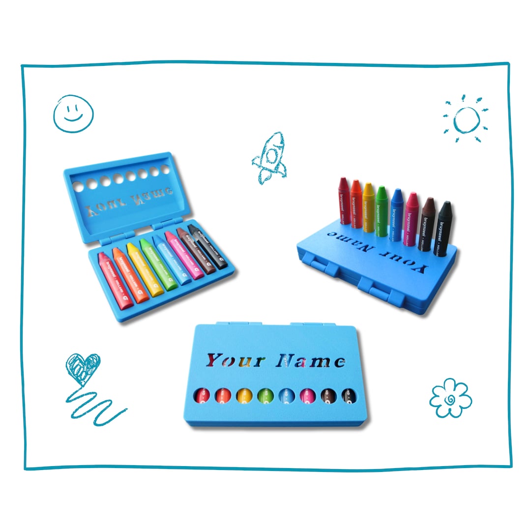 Personalized Crayon Box Sky Blue - Etsy